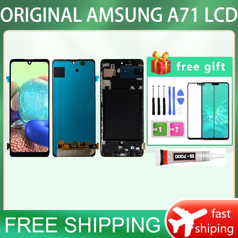 OLED For Samsung Galaxy A71 A715 A715F A715FD Display Screen With Frame Display Touch Screen ...