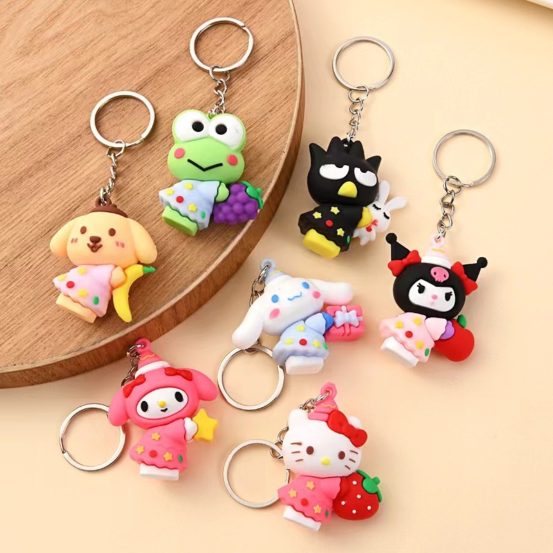 Ready Stock cartoon cute keychain kuromi pendant hello kitty key ring ...