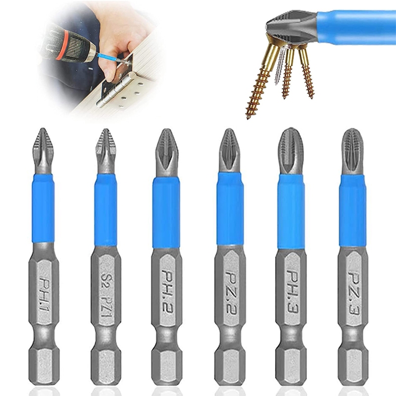 5/6Pcs PH1 PH2 PH3 PZ1 PZ2 PZ3 Magnetic Screwdriver Bit Set Impact Anti ...