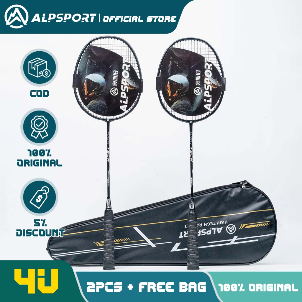 ALPSPORT RR 4U 22LBS G5 Black Badminton Racket Original Design Carbon ...