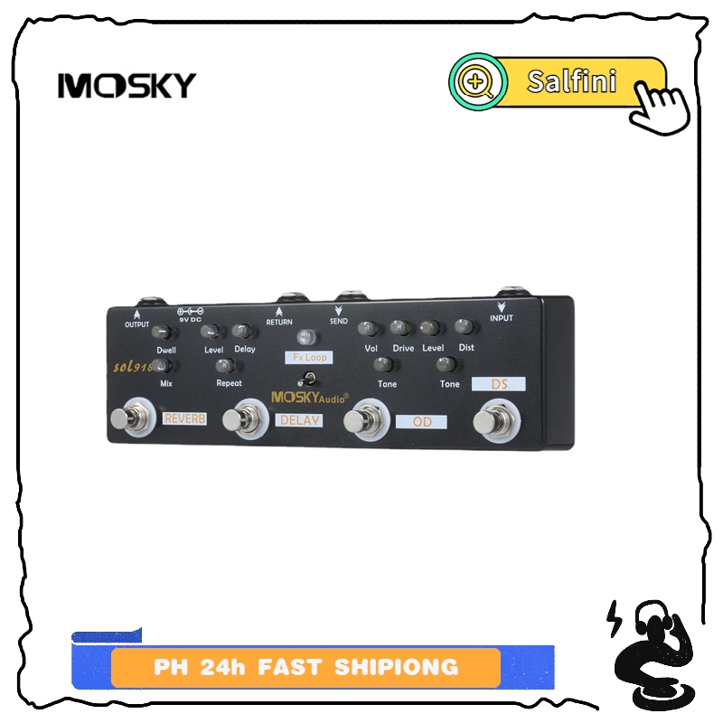 MOSKY SOL918 5-in-1 Multi Effect Pedal Combine True Bypass Multi-in-one ...