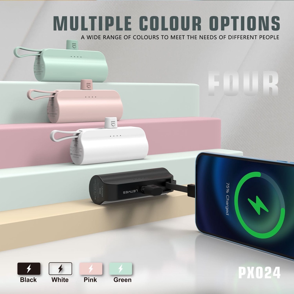 LENYES PX024 5000mAh Mini Powerbank 2 Conector Options With Stand Of Power Bank power bank ...