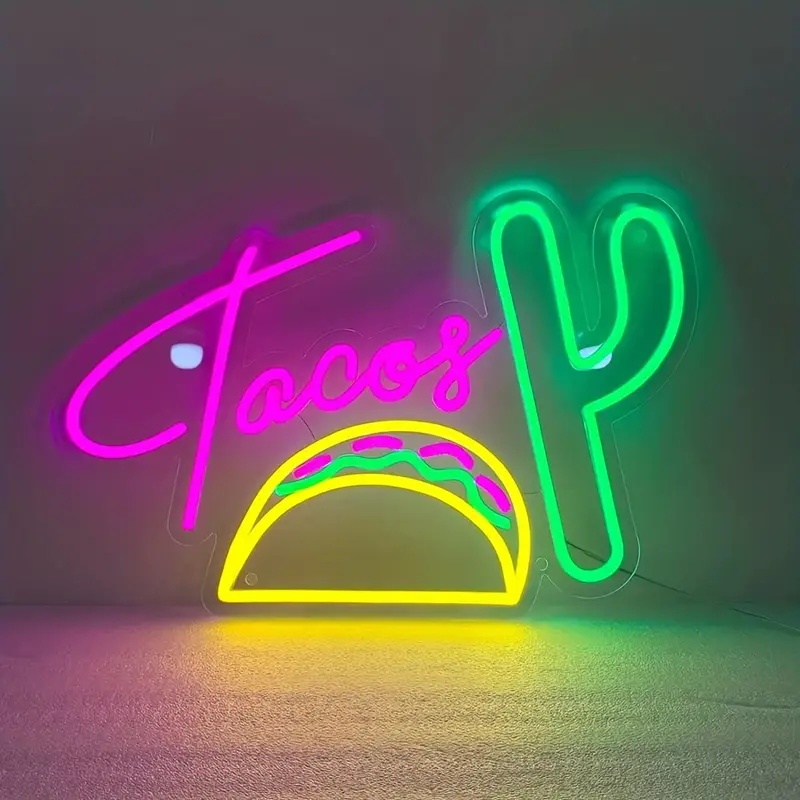 Tacos Burritos Shaped Neon Sign, Fast Food Neon Lights, For Wall Decor ...