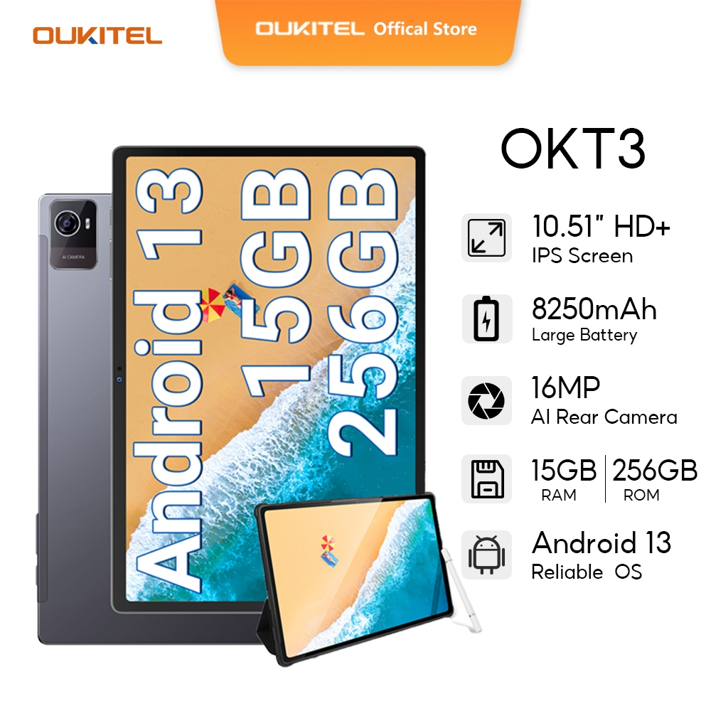 OUKITEL OKT3 Tablet 10.51" FHD 8250mAh 8GB+256GB Tablet Pad 16MP Camera ...