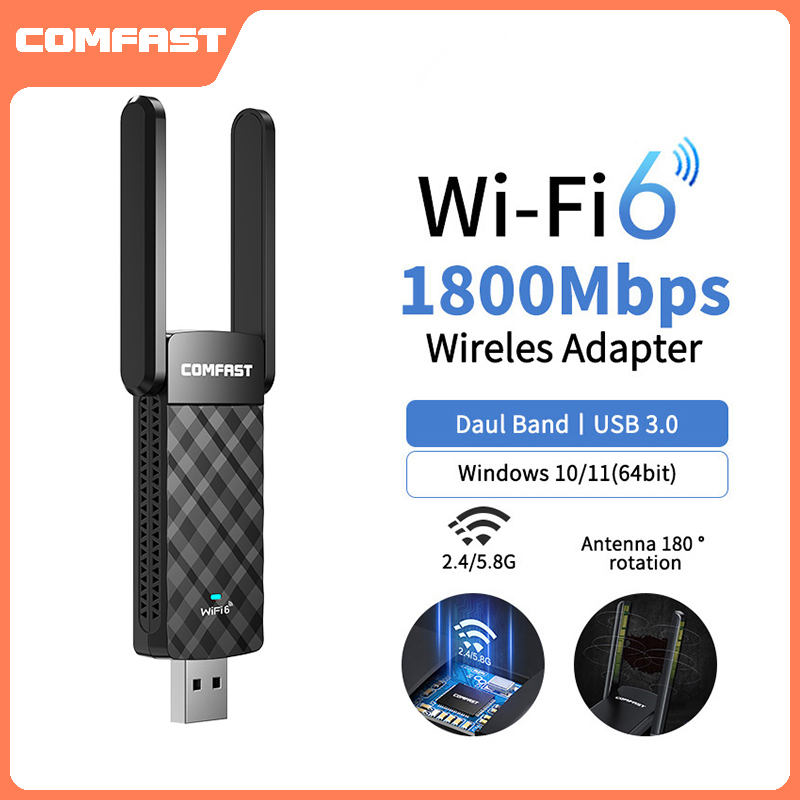 COMFAST 1800Mbps WiFi6 USB Adapter 2.4G & 5G High Speed Wireless ...