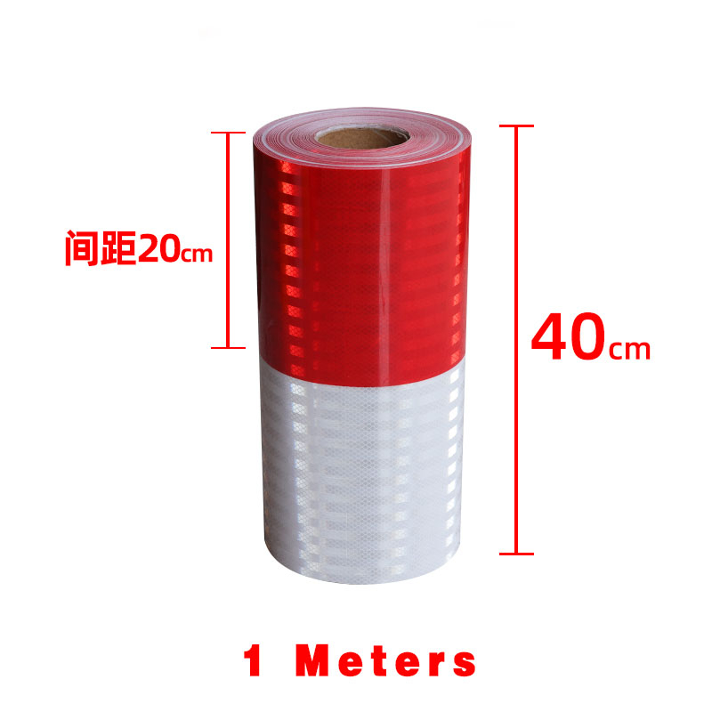 20/40/60cm Red+White Super Reflective Stickers Night Reflective Strips ...