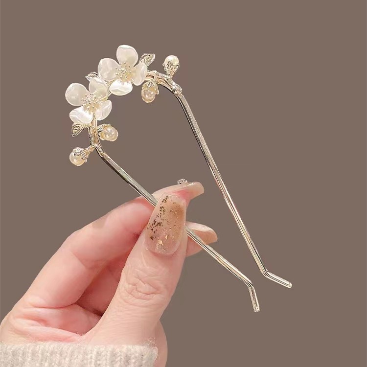Korean hairpin simple white plum blossom hairpin hair accessory for ...
