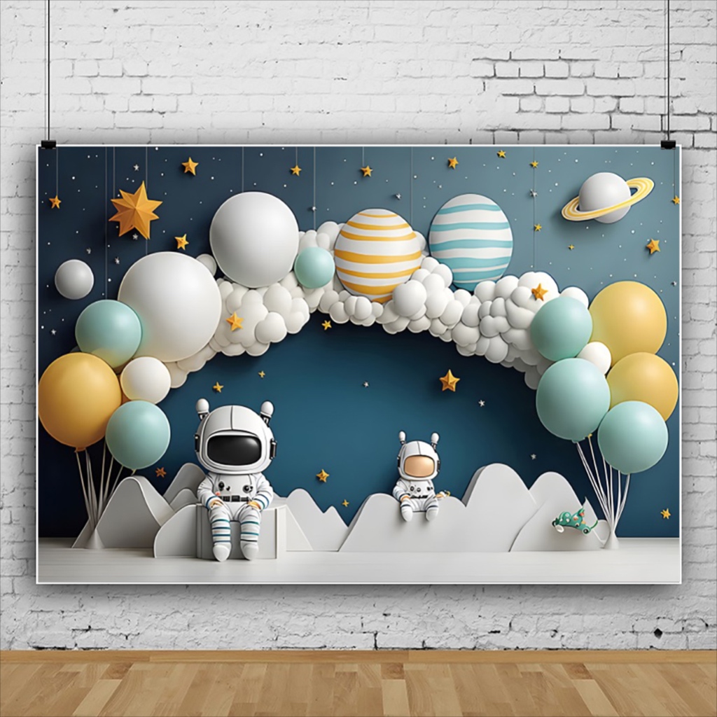Earth Space Planet Astronaut Backdrop Starry Sky Spacecraft Baby ...