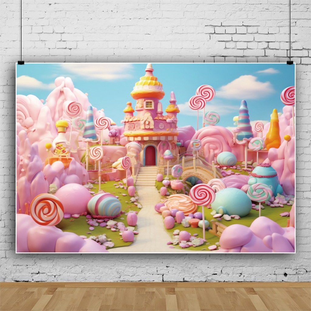 Sweet Candy Backdrop For Photography Baby Shower Kids Birthday Pink ...