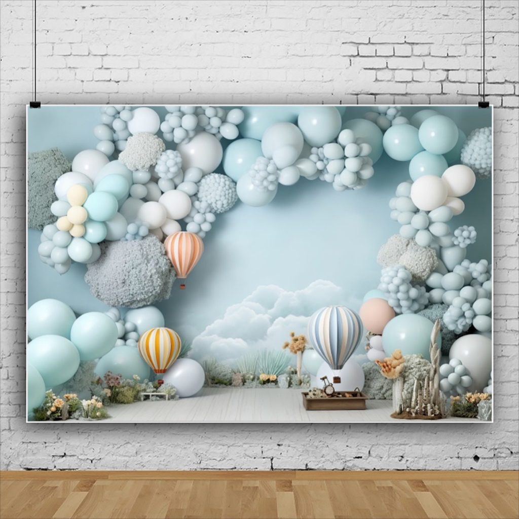 3D Colorful Hot Air Balloon For Princess Girls One Year Old Backdrop ...
