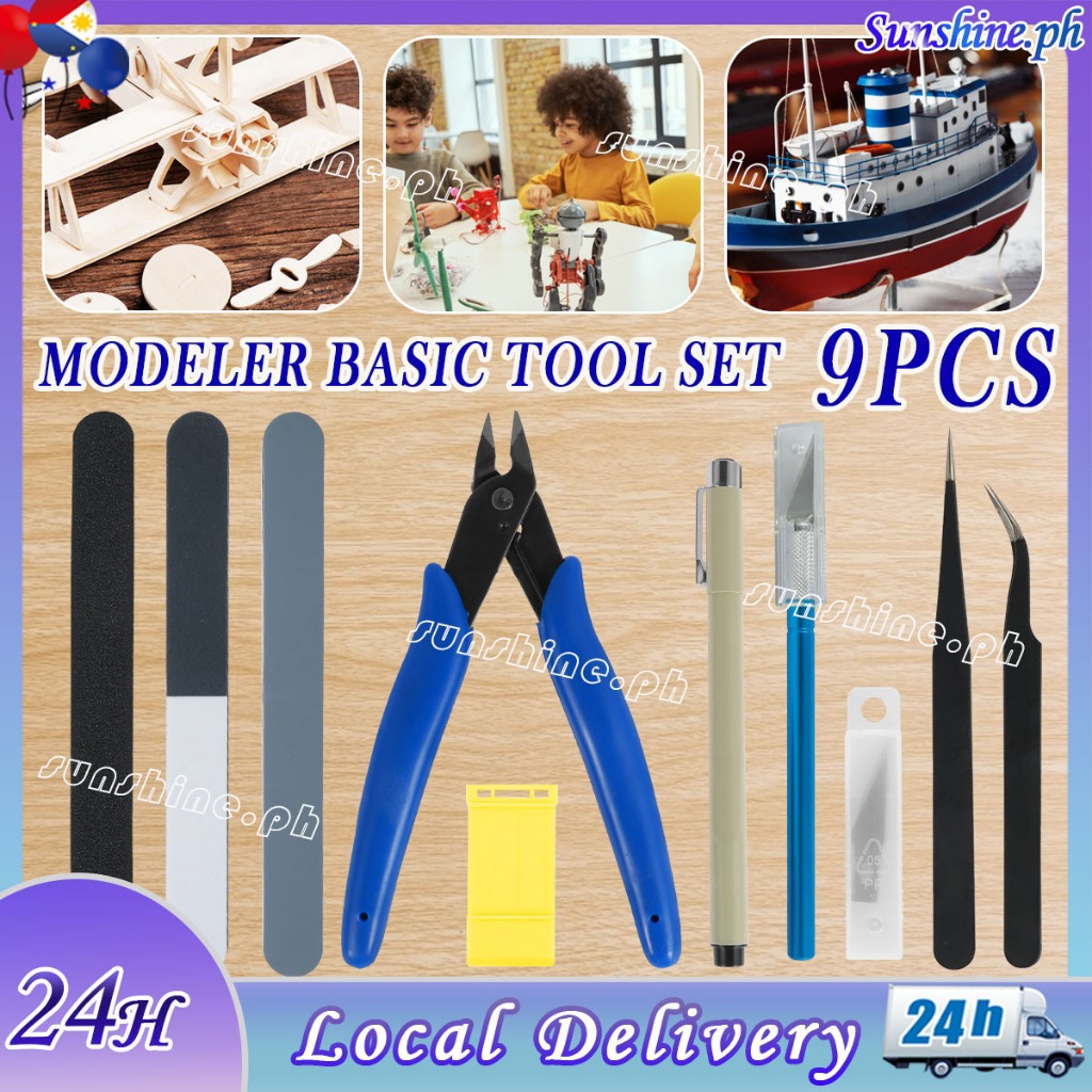 9Pcs Modeler Basic Tool Set Complete Portable Hobby Building Tool Kit ...
