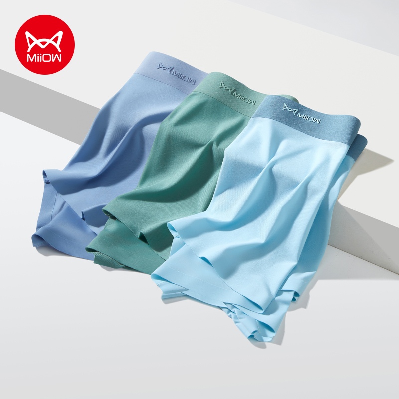 MiiOW 3Pcs Ice Silk Man Underwear Boxer Soft Men's Panties Boxers ...