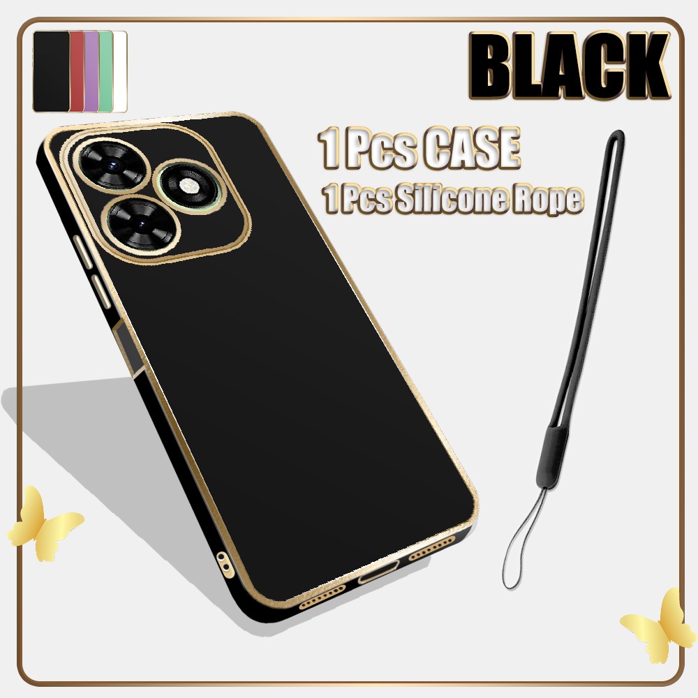 For Tecno Spark Go 2024 BG6 Electroplated Straight Edge Case with ...