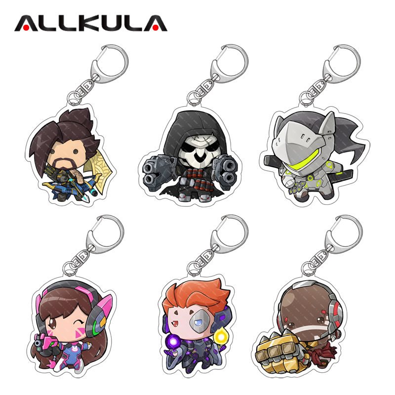 27 Styles Overwatch Keychain Double Sided Key Chain Acrylic Pendant ...