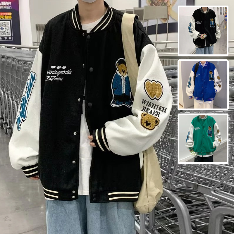 Korean Jacket White Baseball Jacket For Men Fashion Varsity Jacket ...