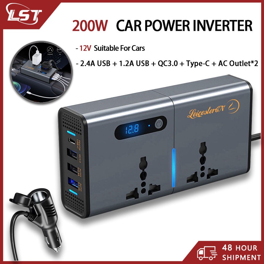 LST 200w Car Power Inverter Converter Fast Charging Ports Multi ...