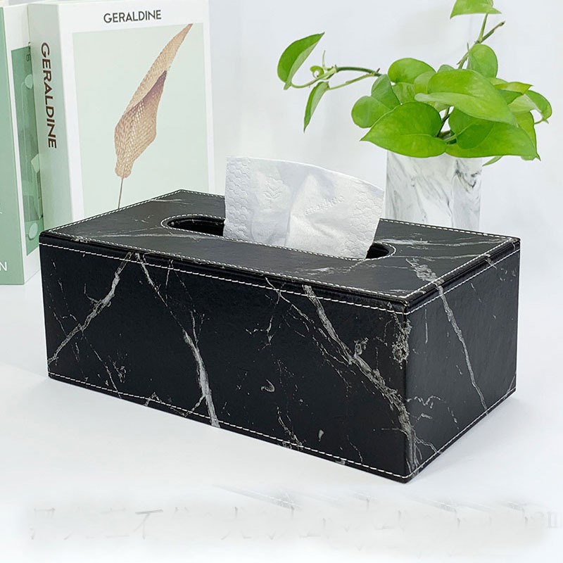 Marble Rectangular Tissue Box High Quality PU Cover Tissue Box Napkin ...