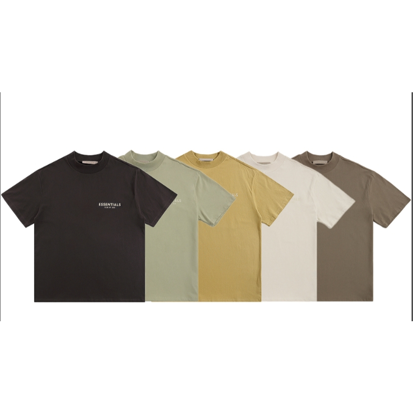 Essentials Small Label Flocking Printing Round Neck T-shirt Youth Short ...