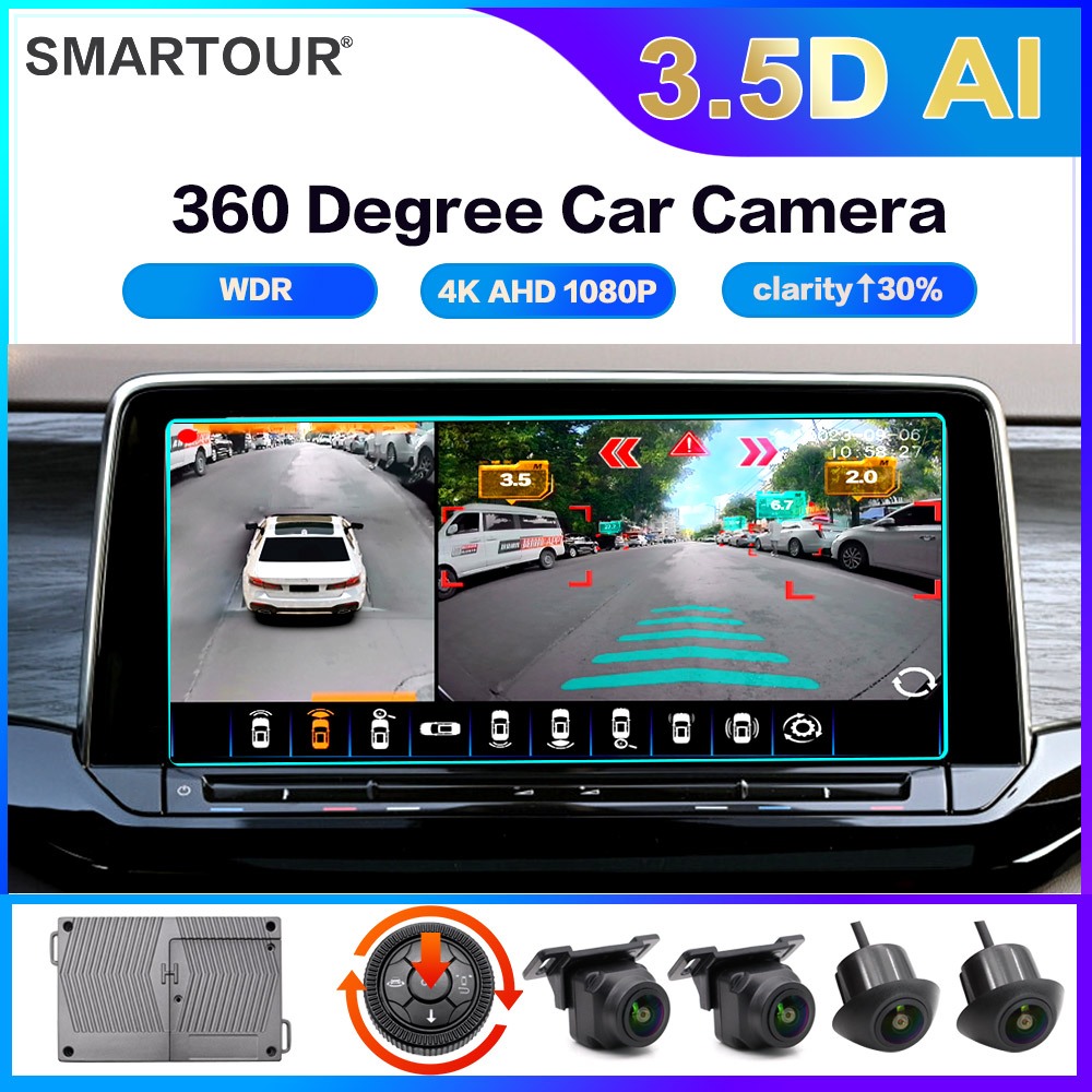 SMARTOUR 3.5D AI AHD 1080P 360 Degree Bird View Surround System Cameras ...