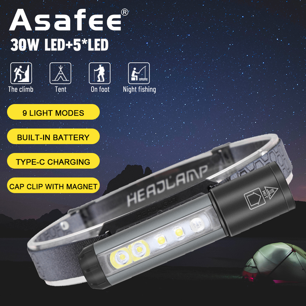 Asafee 6070 30W LED+5 * LED portable outdoor work headlights super ...