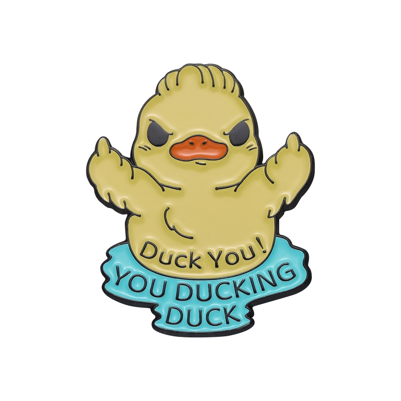 Cute Duck Enamel Pin Animal Brooches Funny Little Yellow Duck Brooch ...