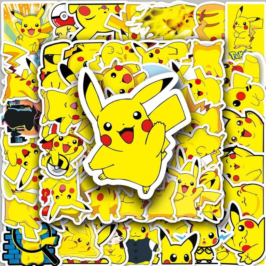 50Pcs New Pikachu Pokémon Creative Stickers For DIY Phones Notebook ...