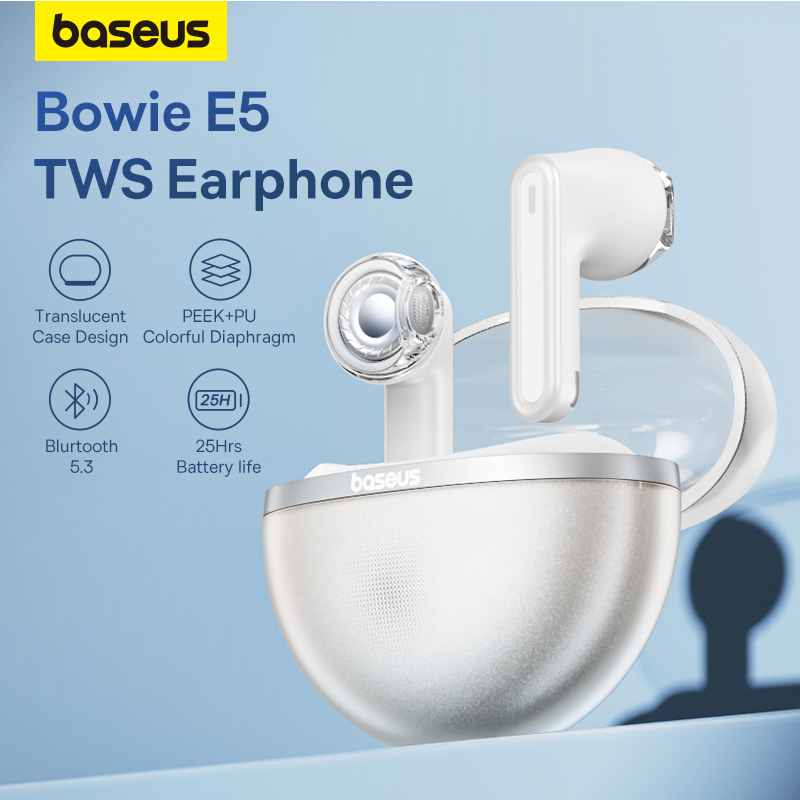 Baseus E5 True Wireless Bluetooth Earbuds with Translucent Case Design ...