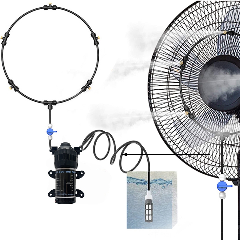 Portable Misting Kit For Fan with 5pcs Brass Sprinkler Nozzles and 1pc ...