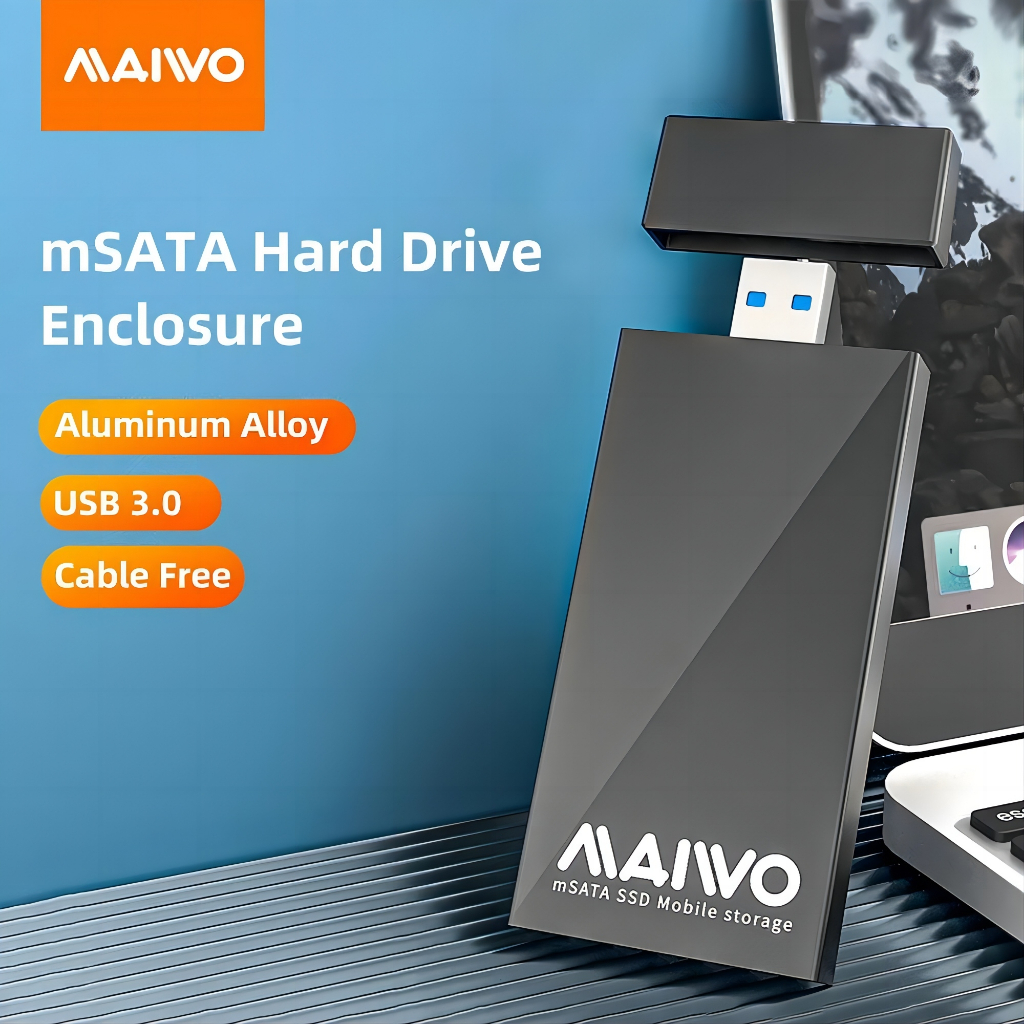 MAIWO mSATA SSD to USB 3.0 Adapter Enclosure for 30x30mm 51x30mm Mini ...