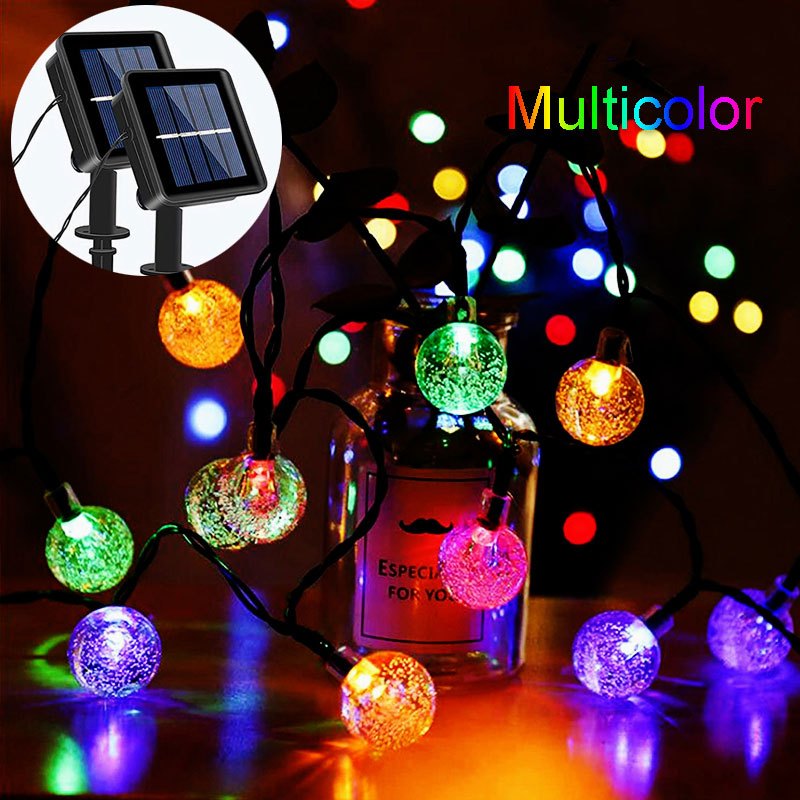 Solar Christmas lights Crystal ball 2M 5M 7M 12M Outdoor Waterproof Led ...