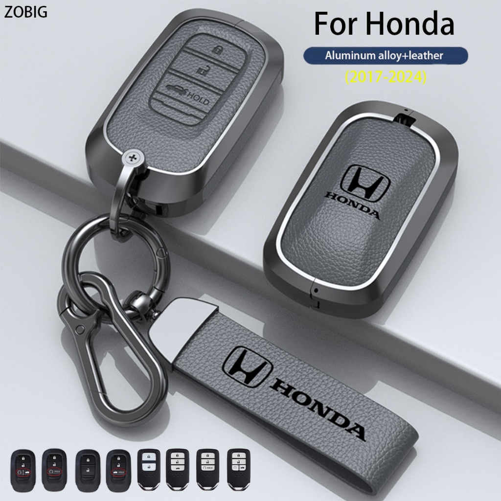 ZOBIG for Honda Key Fob Cover Zinc Alloy leather Key Case Cover Key Fob ...