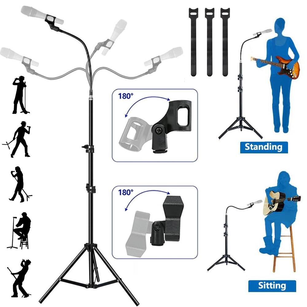 Mic Stand Boom Microphone Stands Tripod Gooseneck mic arm stand Height ...