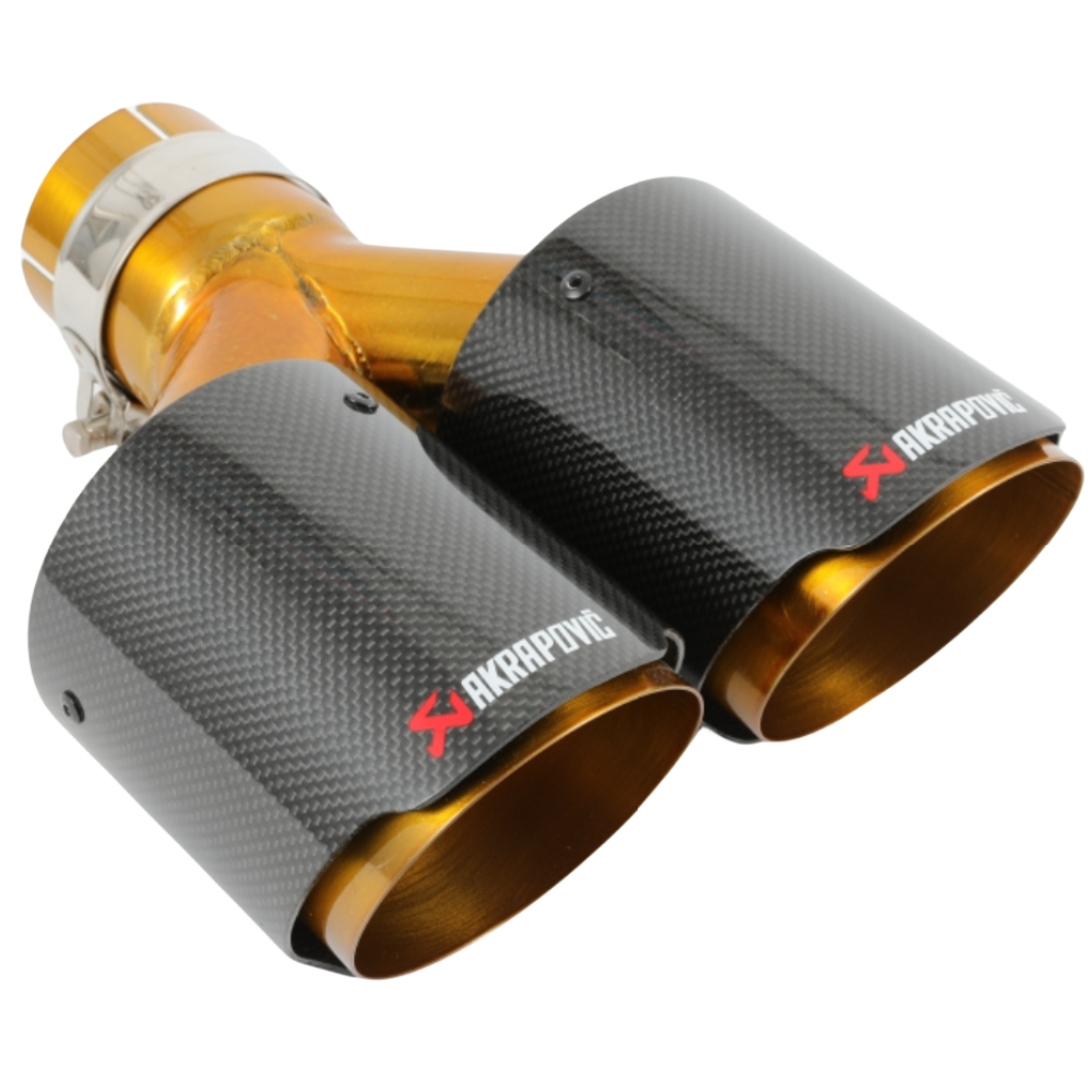 Akrapovic Carbon Fiber Glossy Gold Exhaust Tip Dual Pipe OD:76/89/101mm ...