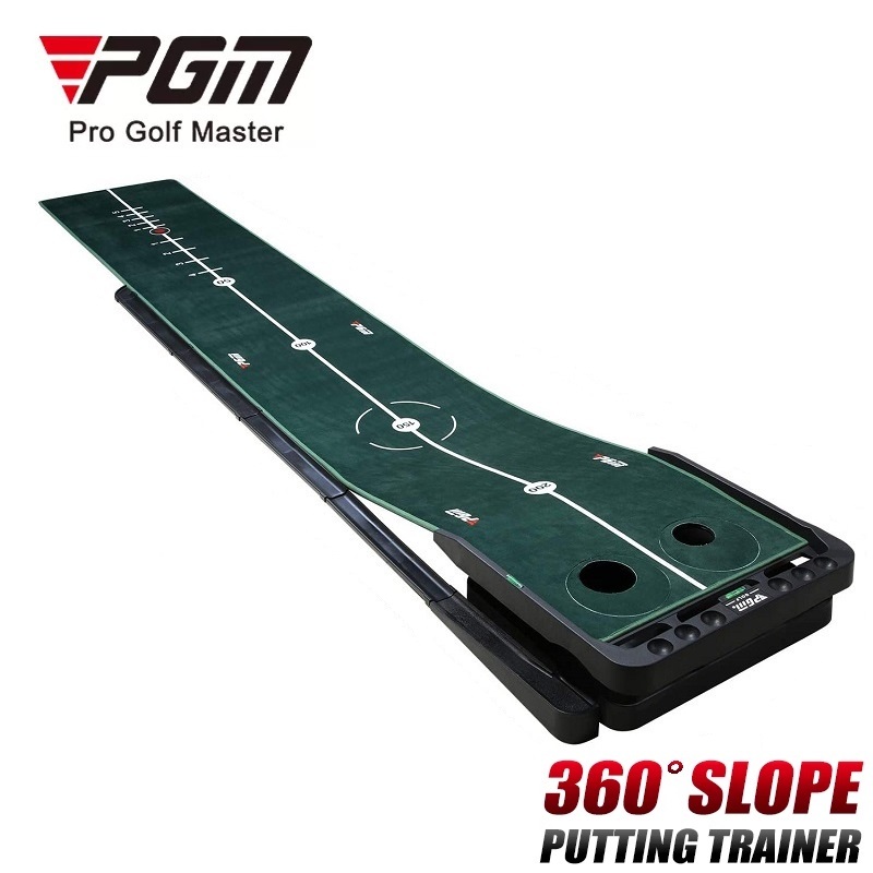 PGM Indoor mini multi-mode 3m golf putting mat with auto ball return track adjustable slope ...