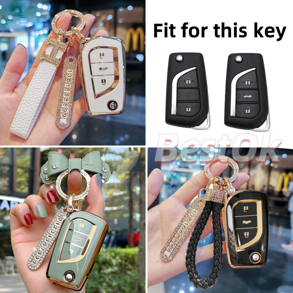 Toyota fortuner innova Soft TPU Remote Fob Key Case Cover holder car ...