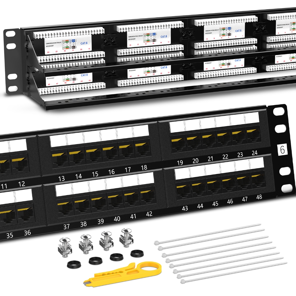 AMPCOM Patch Panel, Upgraded Version CAT5E/CaT6 24 Ports/48 Ports Patch ...