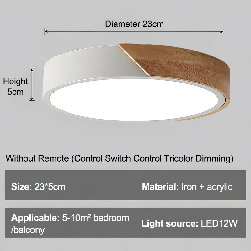 Gogeous Ceiling Led Light With Remote Tri Color Led Ceiling Wooden ...