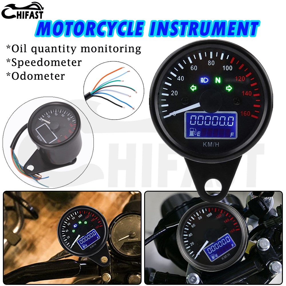 HIFAST Motorcycle Speedometer Digital LCD Odometer Gauge Multi-function ...