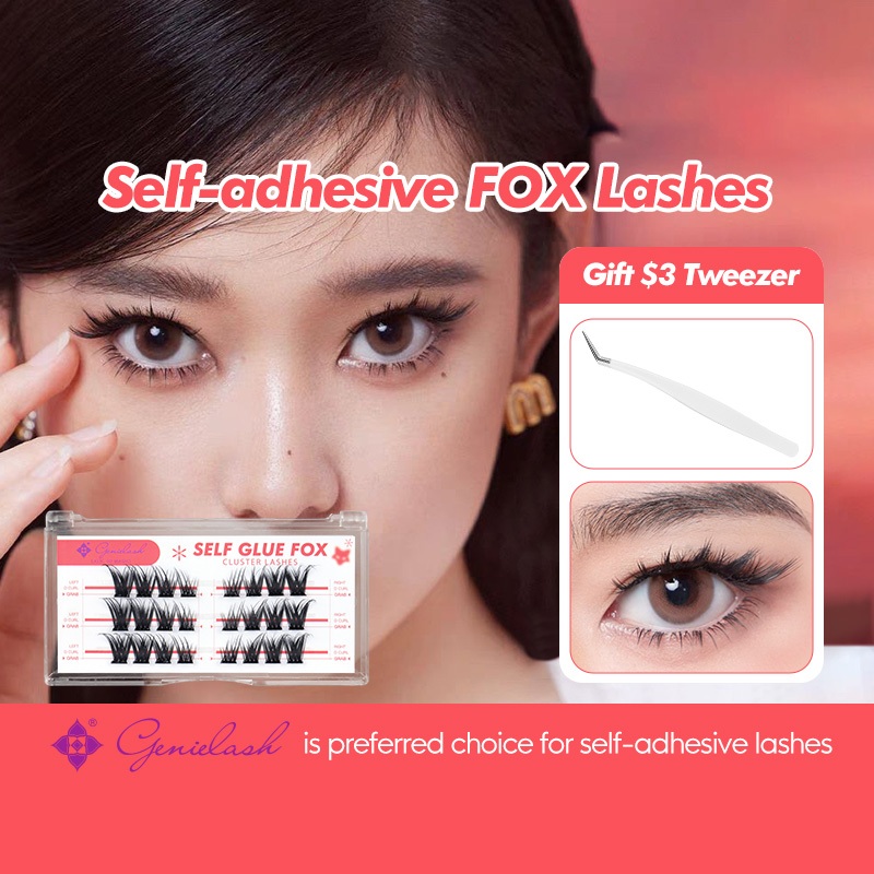 【six eyes】Genielash Self-adhesive Eyelashes FOX False Eyelash No Need ...