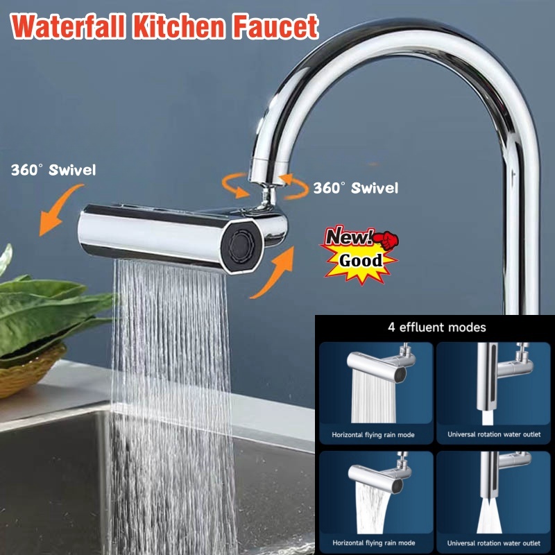4 Modes Waterfall Kitchen Faucet 3 In1 Flexible Kitchen Faucet Black ...