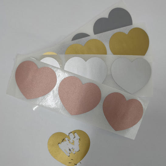 50pcs 30x35mm Rose Gold Silver Gray Heart Shape Scratch Off Sticker ...