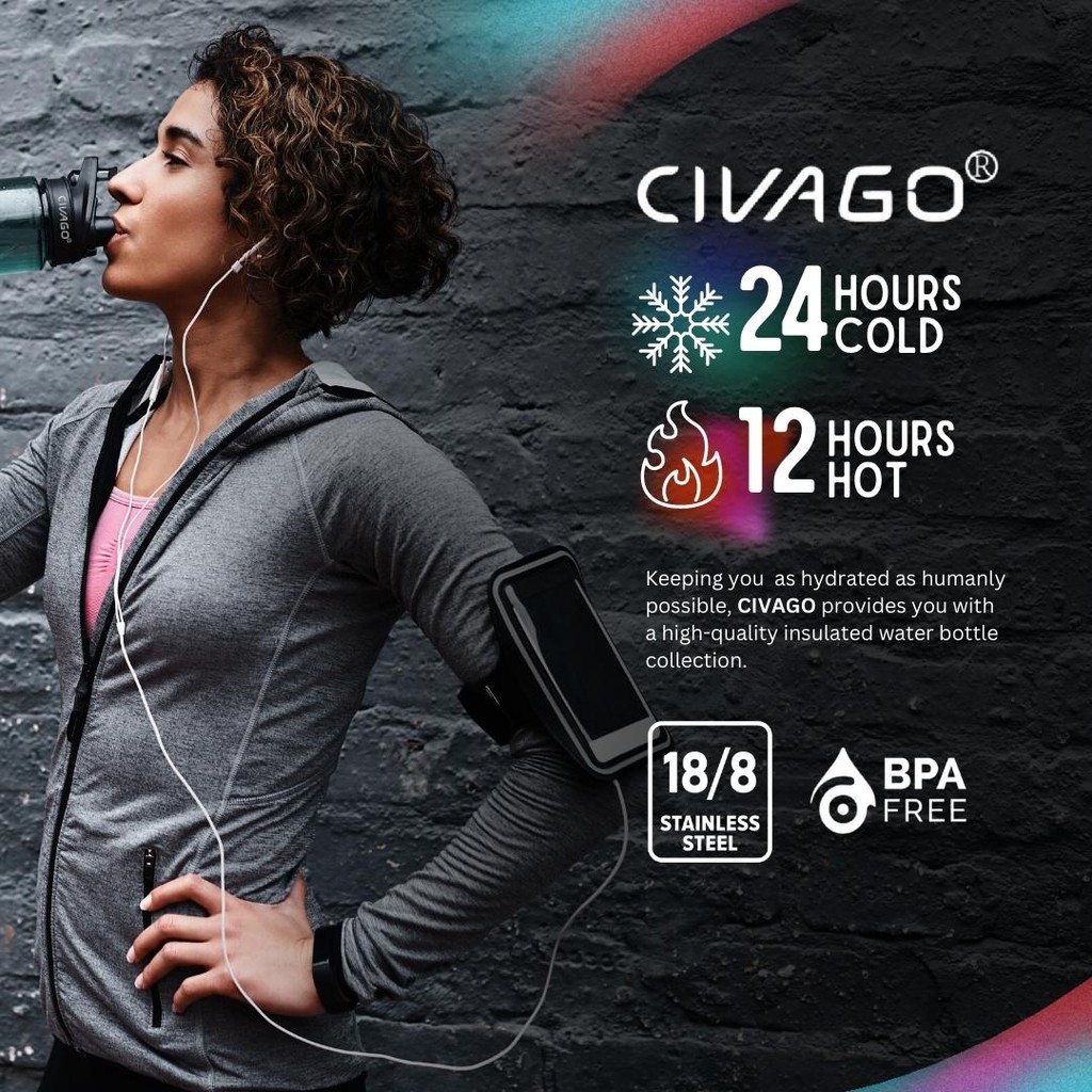 CIVAGO（20oz）Vacuum Insulated Tumbler with Straw and Handle 590ML ...