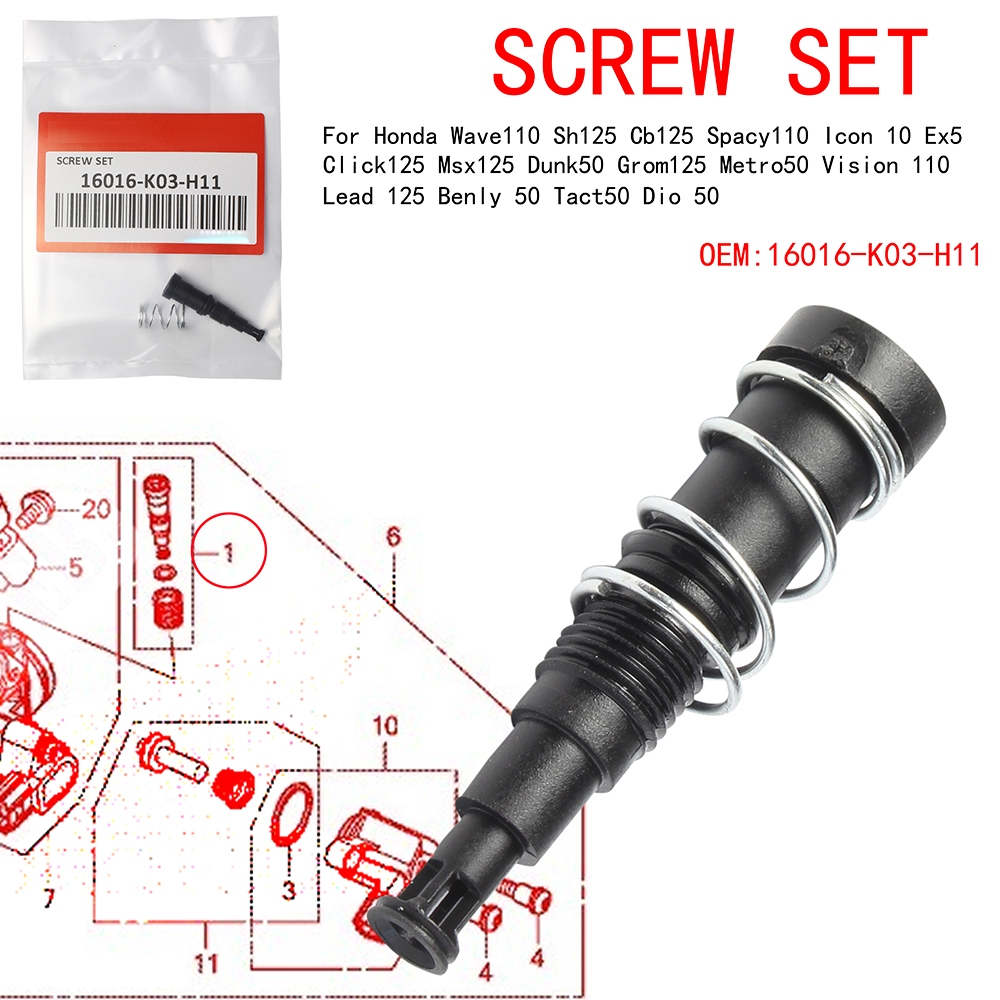 Idle Screw Set for Honda Motorcycle Spare Part Click 125i/150i V1 & V2 ...