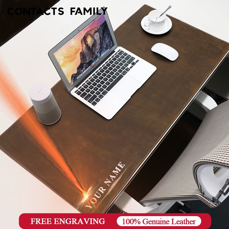CONTACTS FAMILY Genuine Leather Mouse Pad Cowhide Large Desk Mat ...