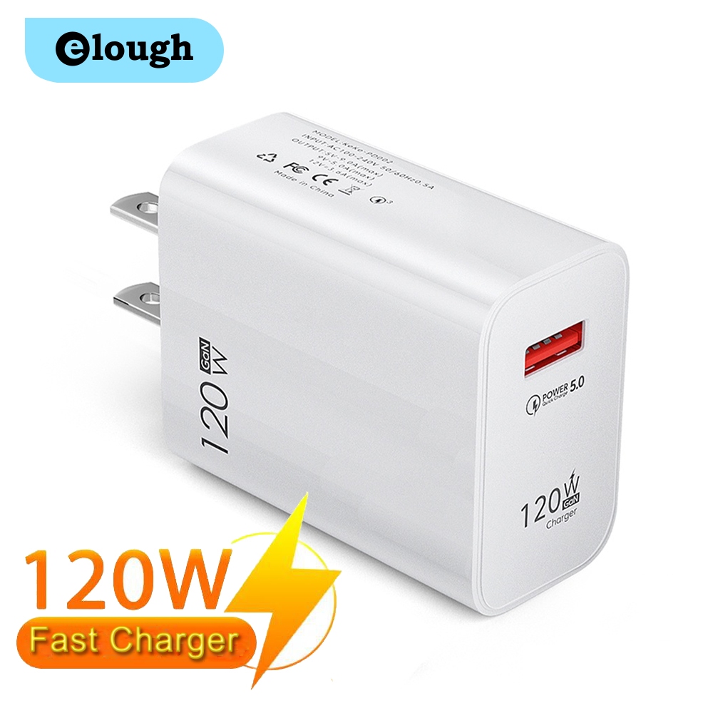 Elough 120W USB Charger Fast Charging For Mobile Phone Quick Charge 3.0 ...