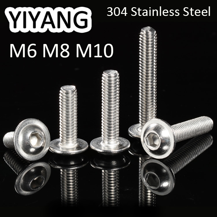 M6 M8 M10 Flanged Socket Button Head Screws Allen Bolt - 304 Stainless ...