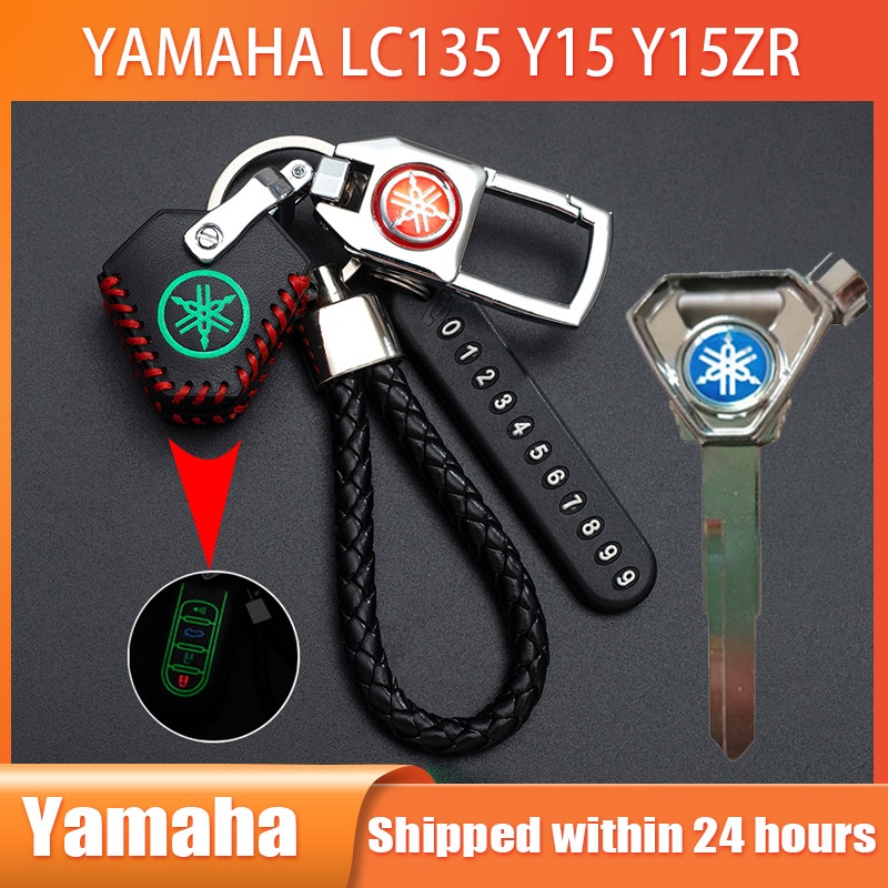 For YAMAHA LC135 Y15 Y15ZR Keyless Key Cover Leather Case Keychain ...