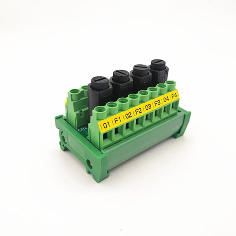 4 Channel DIN Rail Mount Fuses 8 Position Screw Terminal Block ...