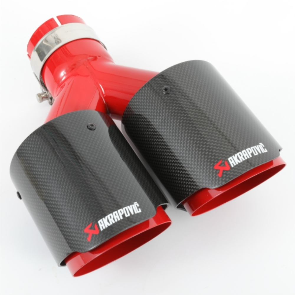Akrapovic Car Exhaust Muffler Twin Tip Pipe Y-type Glossy Carbon Fiber ...