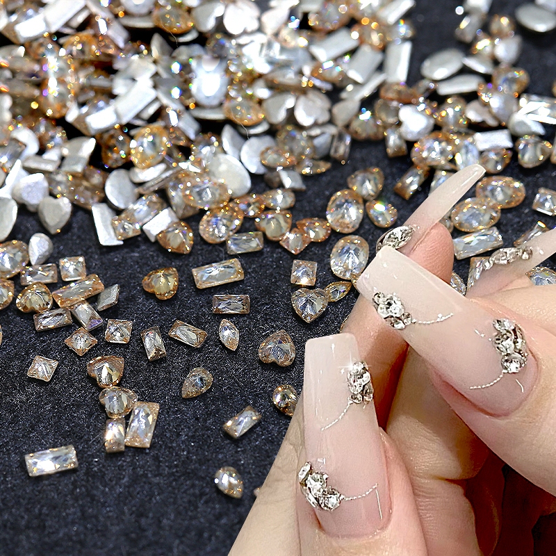 Zircon Rhinestones Nail Charms Sparkle Flatback Diamond Nail Art ...